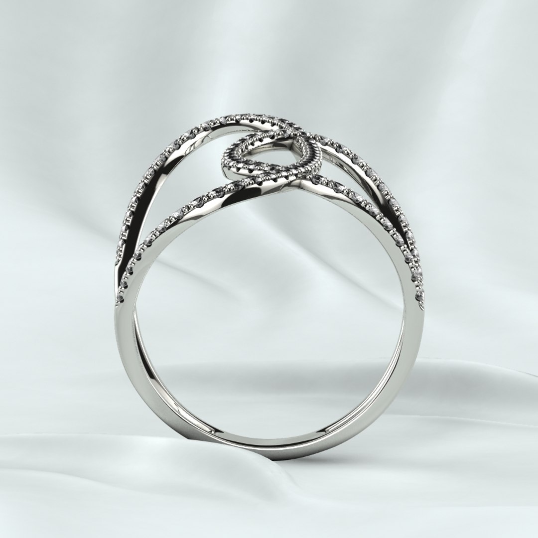 Cross Loops Undercut Diamonds Fashion Gold Ring 3D Model - TurboSquid ...
