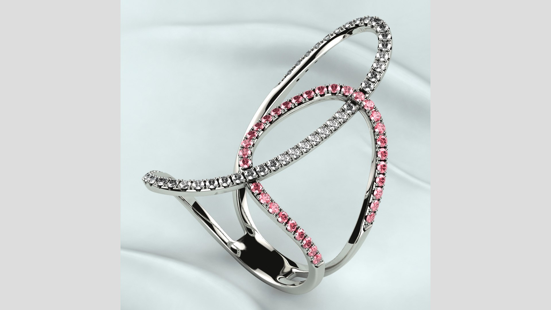 Cross Loops Undercut Diamonds Fashion Gold Ring 3D Model - TurboSquid ...