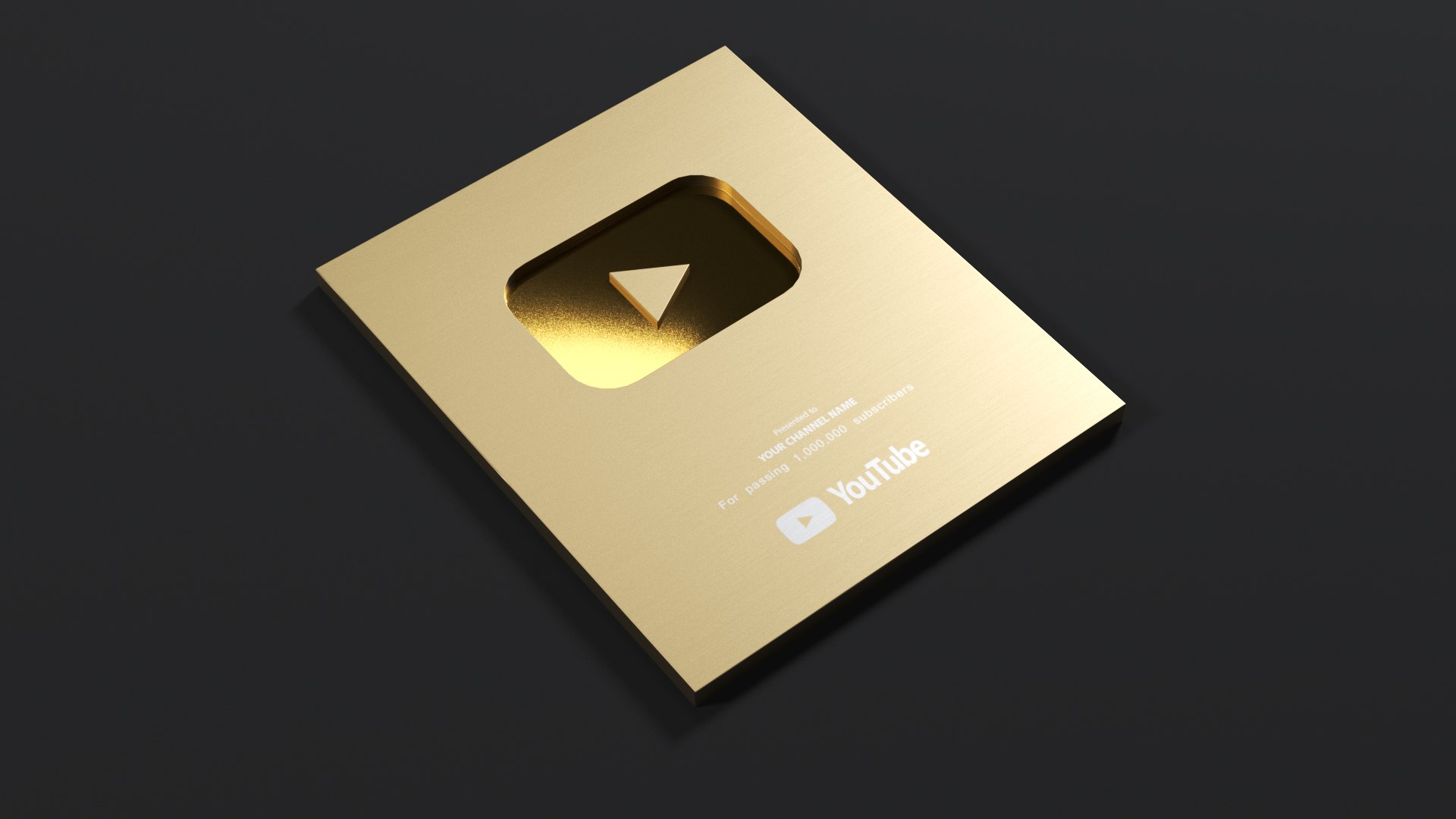 3D YouTube Gold Play Button - TurboSquid 1964780