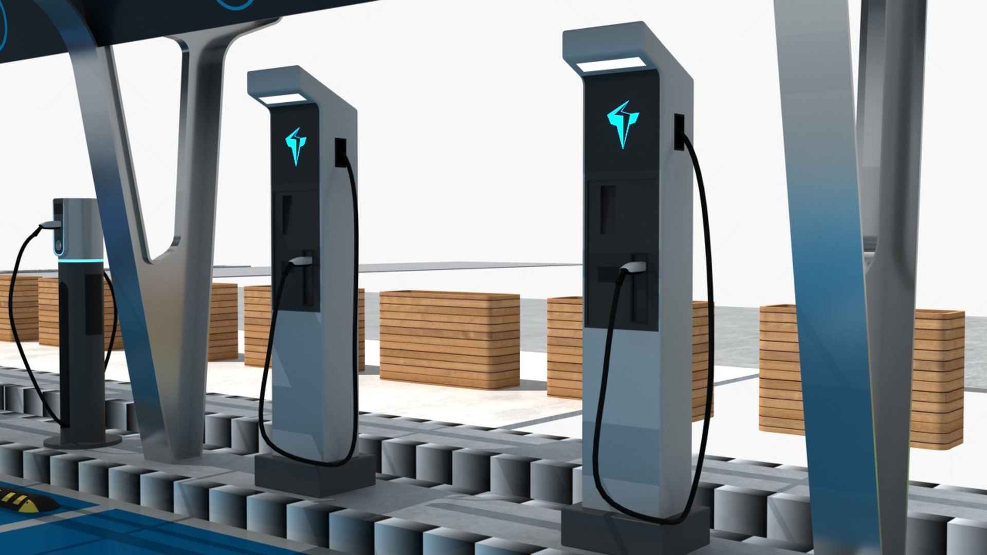 EV Charging Station 3 3D Model - TurboSquid 2245407
