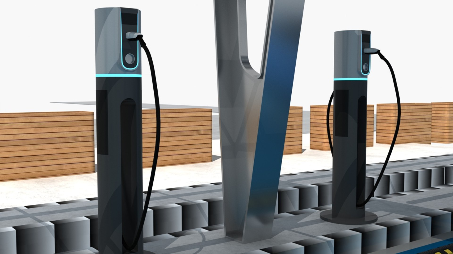 EV Charging Station 3 3D Model - TurboSquid 2245407