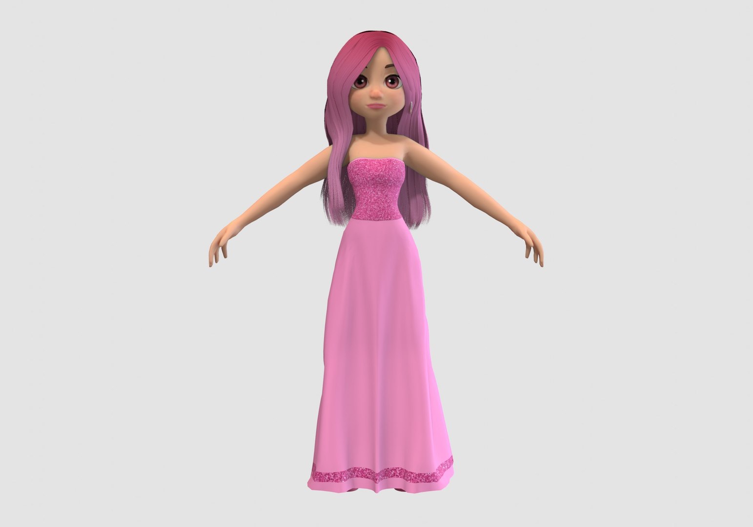 3D Pink Cartoon Girl Model - TurboSquid 1917618