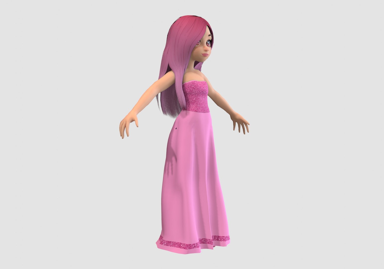 3D Pink Cartoon Girl Model - TurboSquid 1917618