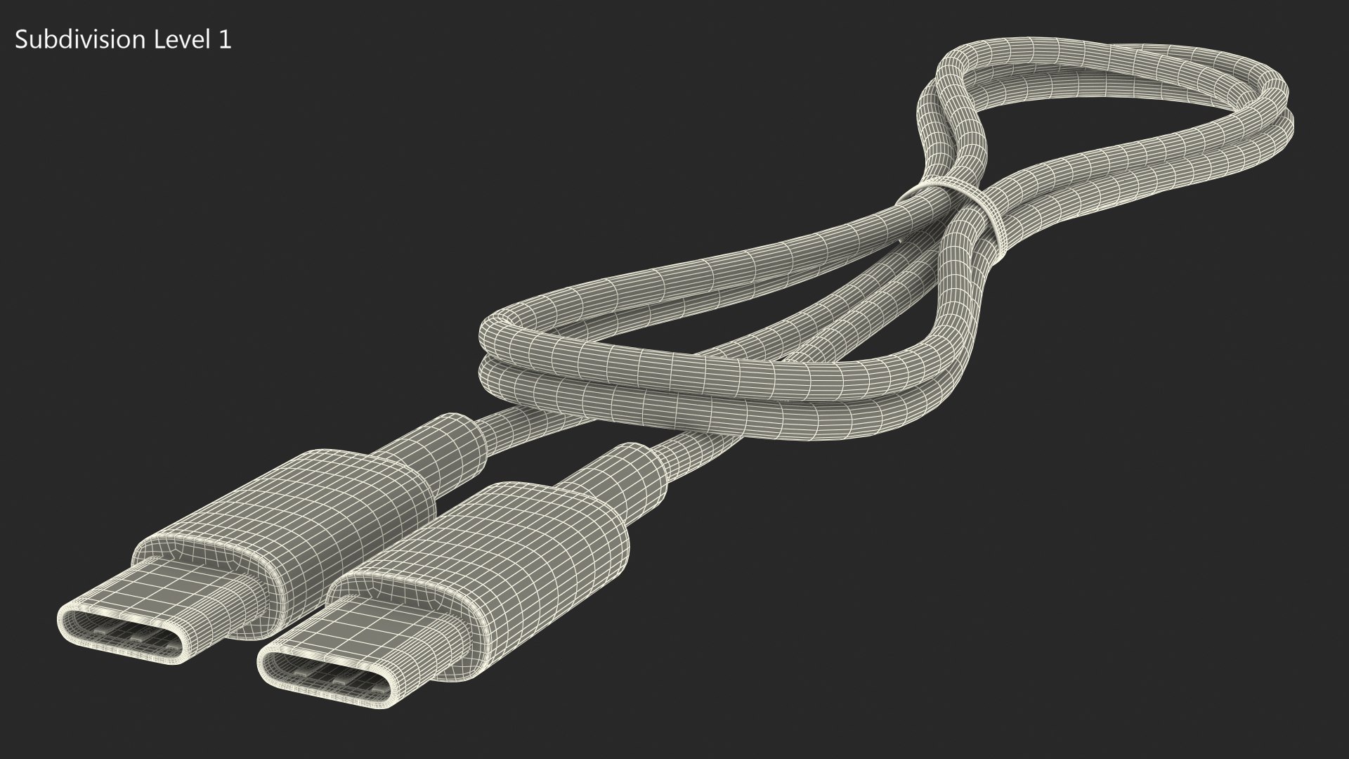 Usb type-c cable folded 3D model - TurboSquid 1596476
