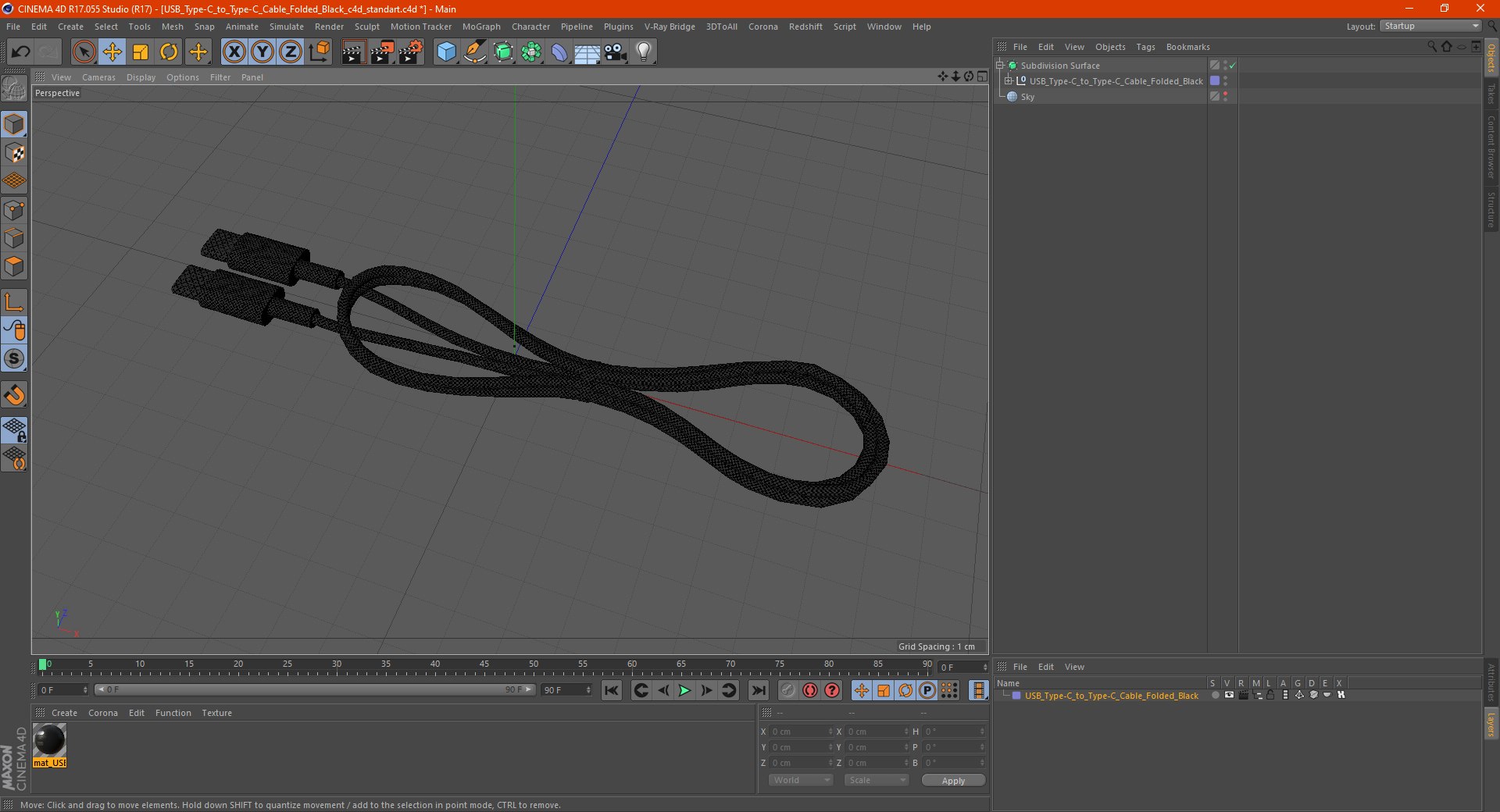 Usb type-c cable folded 3D model - TurboSquid 1596476