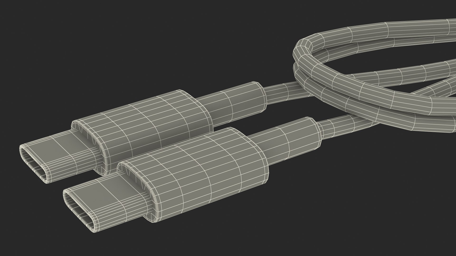 Usb type-c cable folded 3D model - TurboSquid 1596476