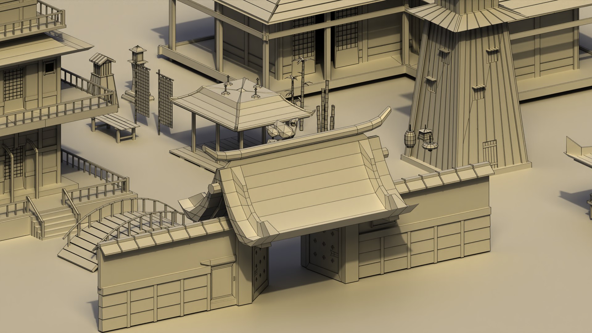 Low Poly Traditional Japanese Town 3D Model - TurboSquid 2100333