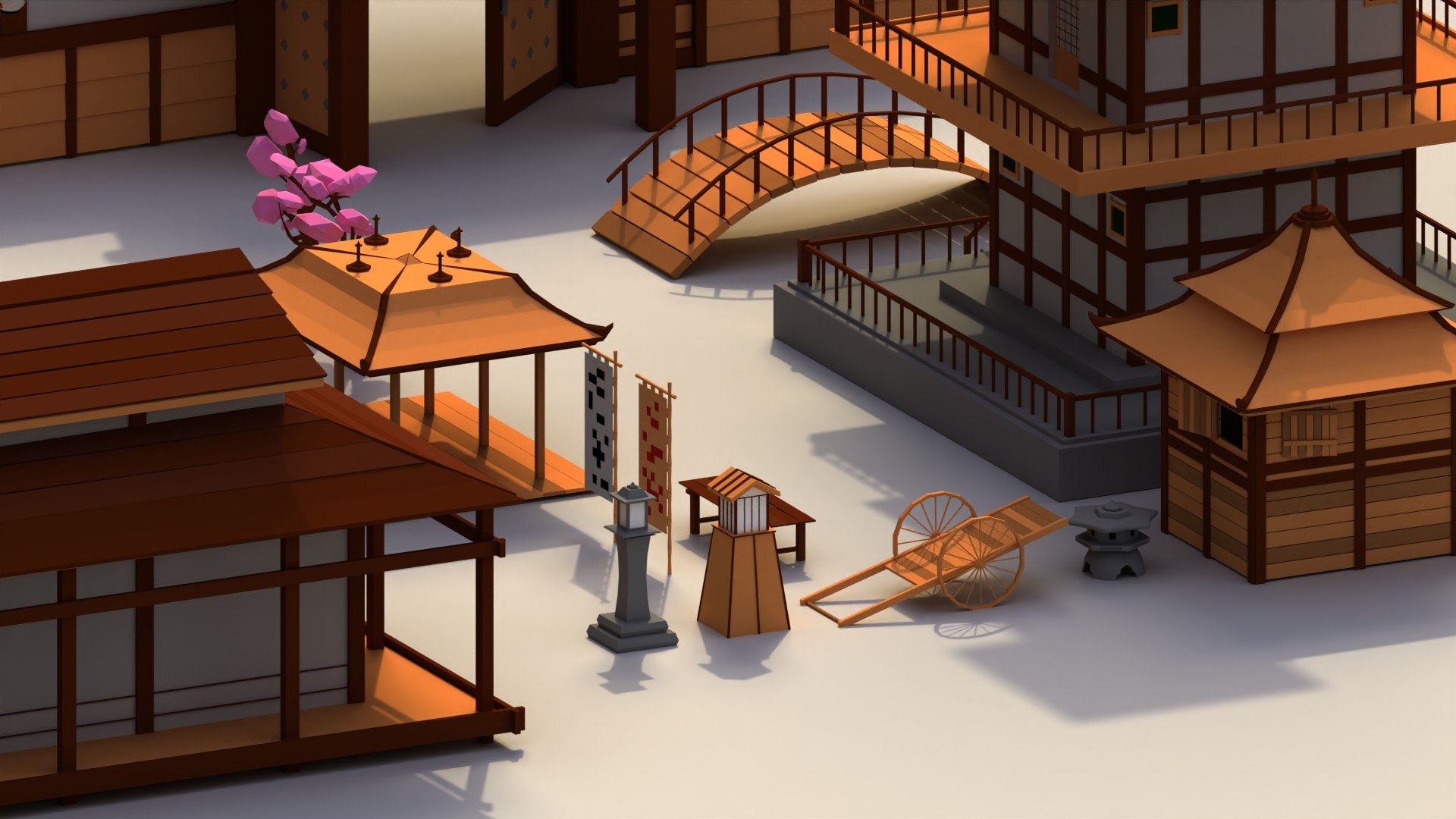 Low Poly Traditional Japanese Town 3D Model - TurboSquid 2100333