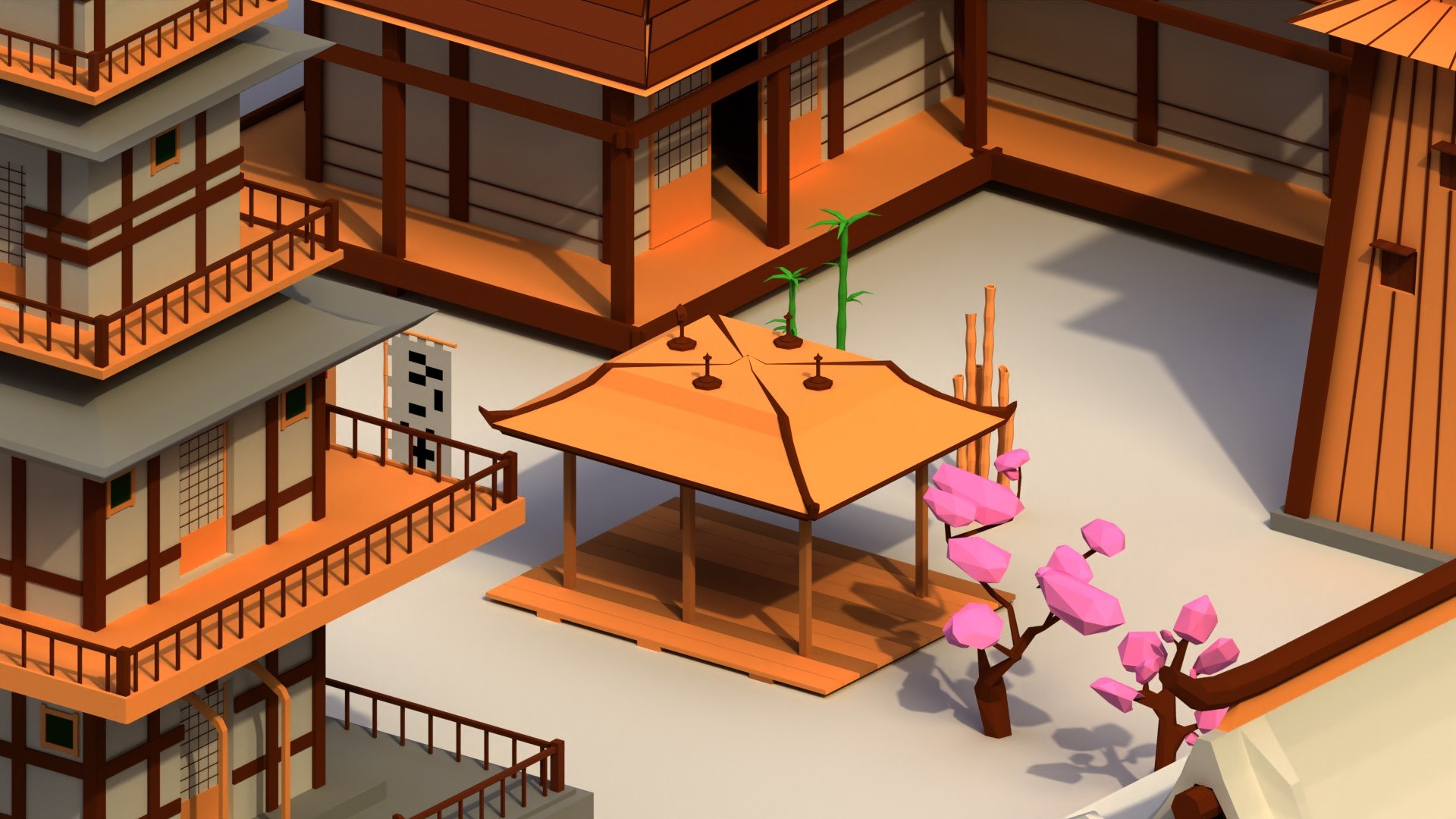 Low Poly Traditional Japanese Town 3D Model - TurboSquid 2100333