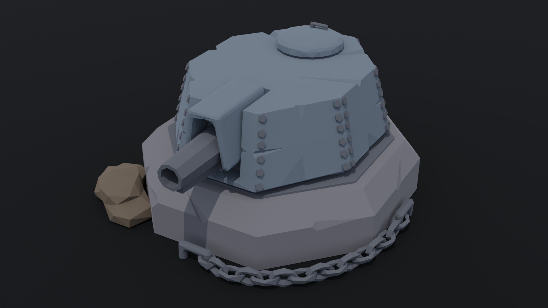 Low-poly Dieselpunk cartoon gun turret kit 3D - TurboSquid 1899006