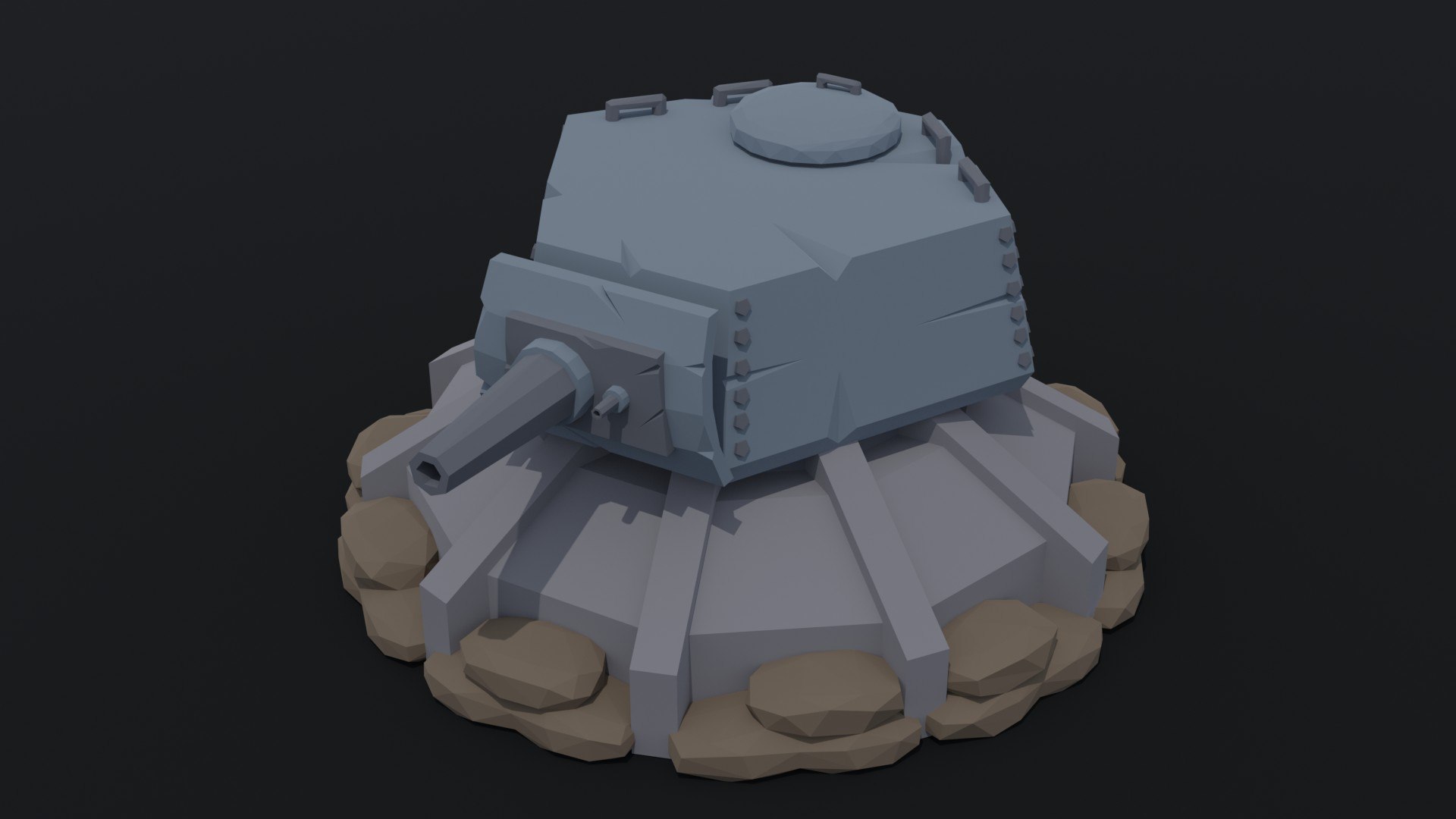 Low-poly Dieselpunk cartoon gun turret kit 3D - TurboSquid 1899006