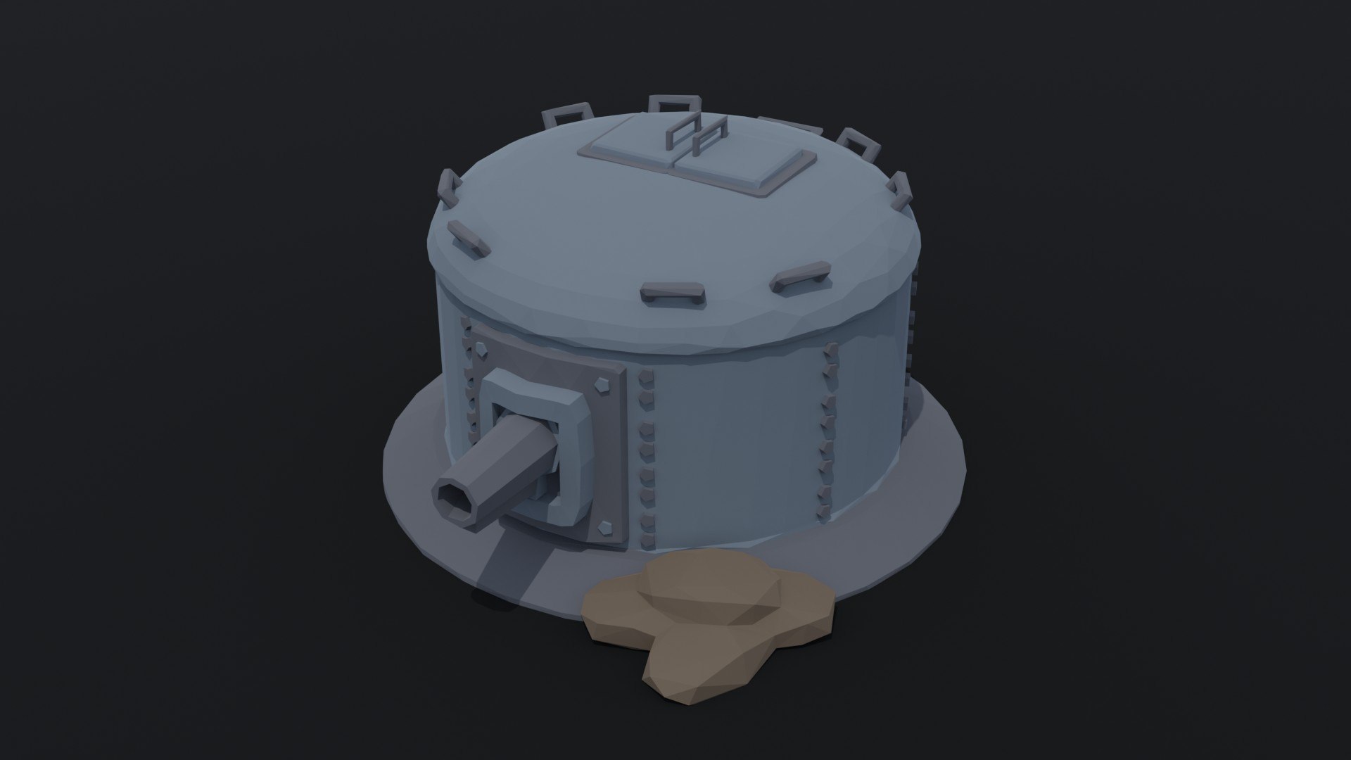 Low-poly Dieselpunk cartoon gun turret kit 3D - TurboSquid 1899006