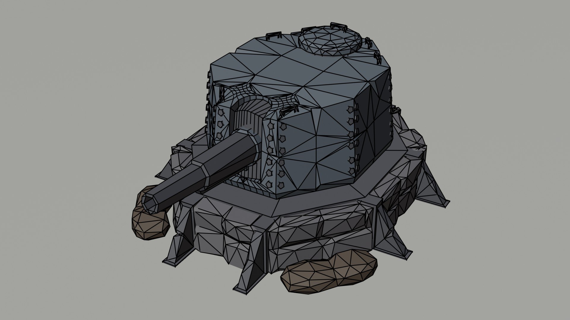 Low-poly Dieselpunk cartoon gun turret kit 3D - TurboSquid 1899006