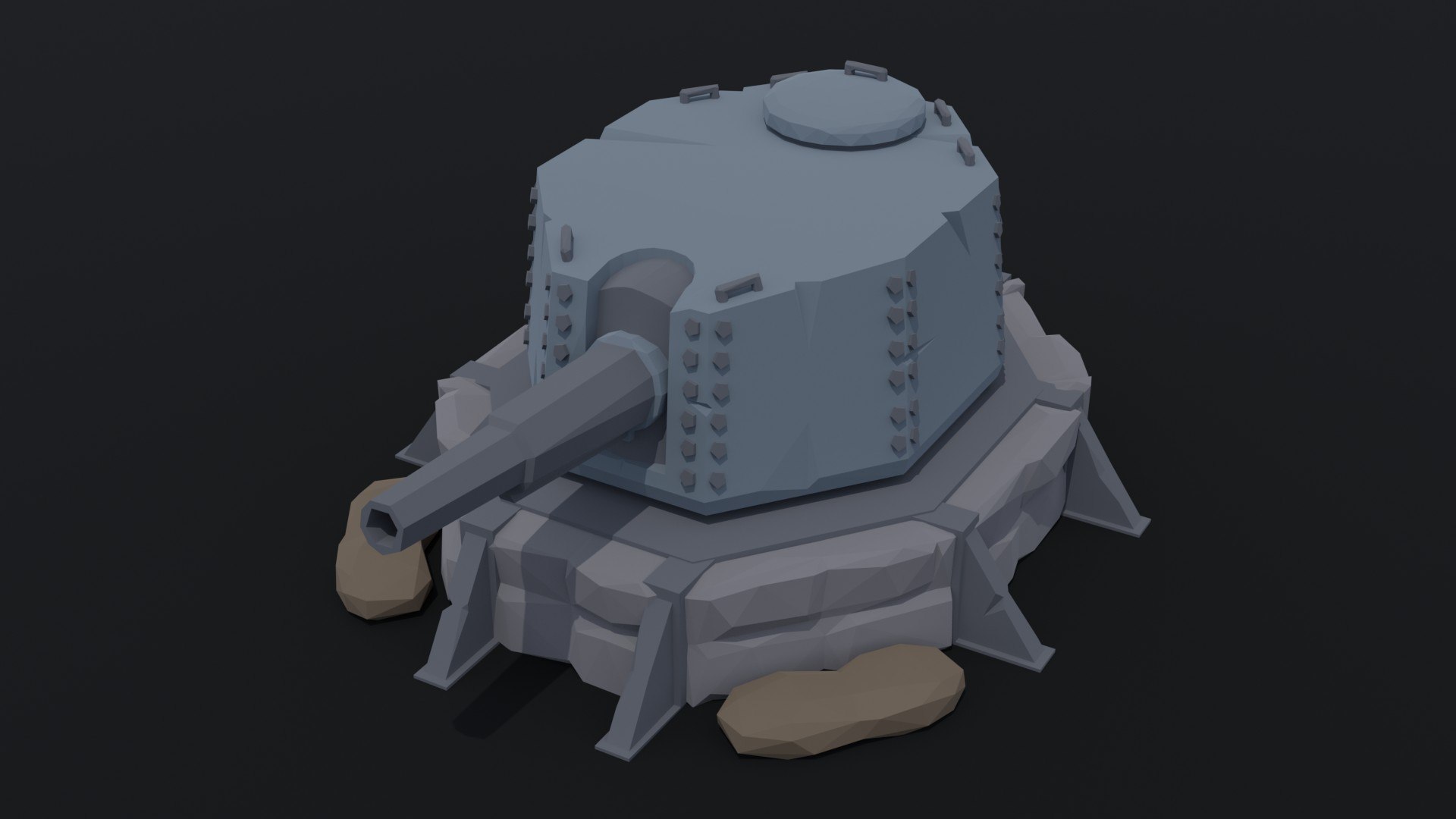 Low-poly Dieselpunk cartoon gun turret kit 3D - TurboSquid 1899006