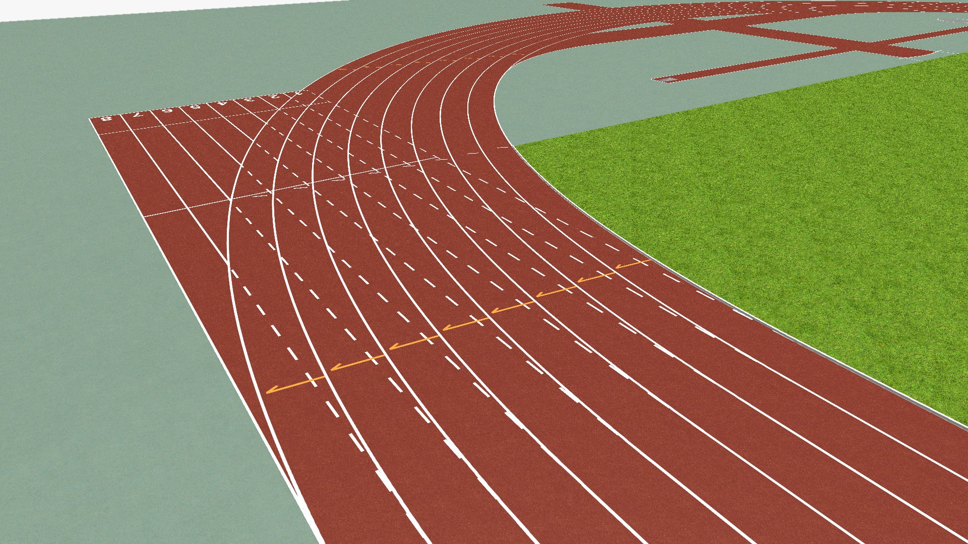 3D Athletic Track And Sectors - Red And Blue Model - TurboSquid 2264255