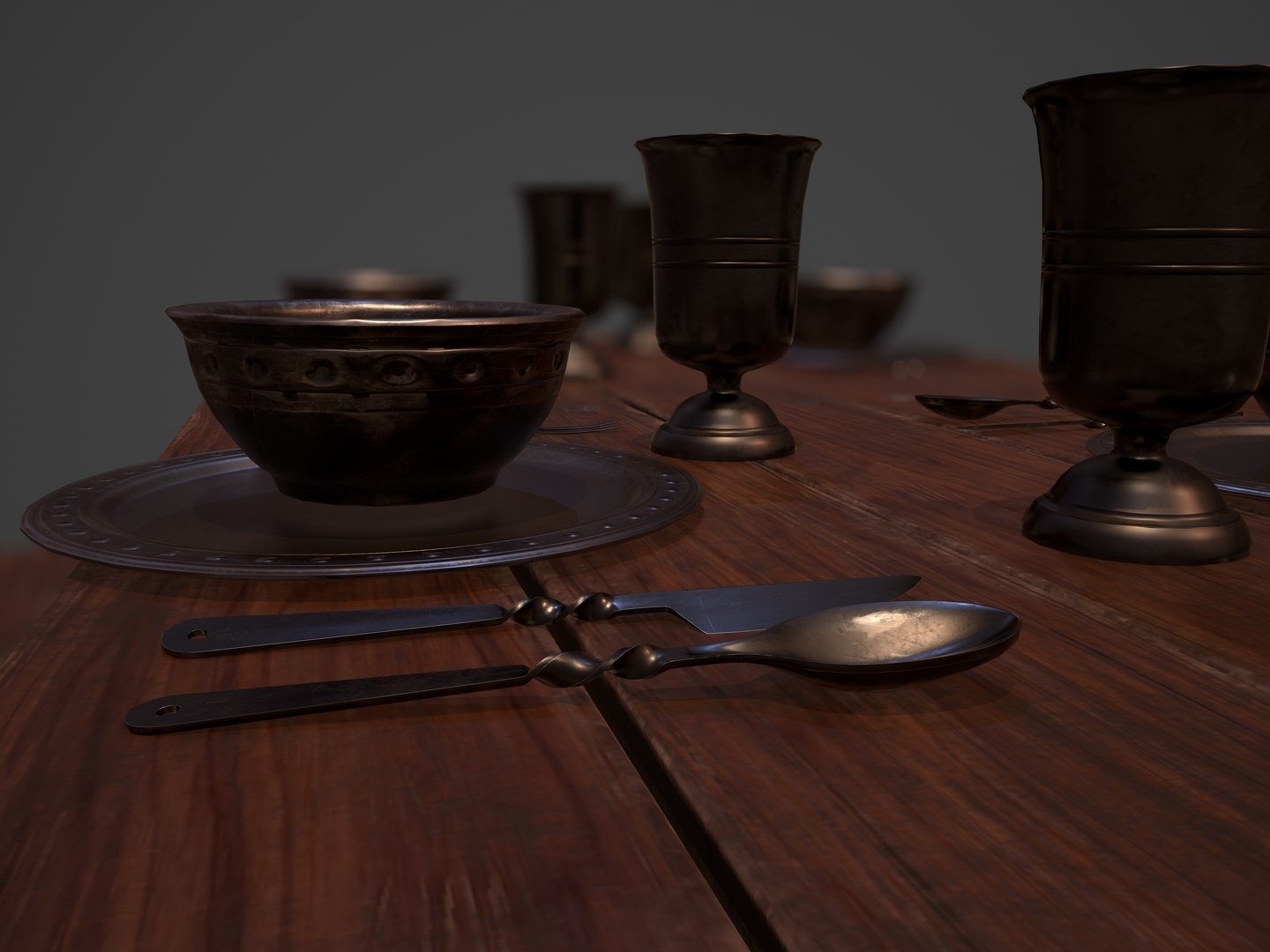 Medieval Dining Set Table 3D - TurboSquid 1536343