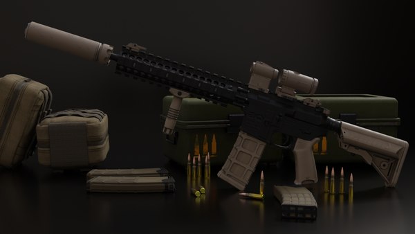 modelo 3d Rifle de asalto MK18 Low-poly modelo 3d - TurboSquid 2263646