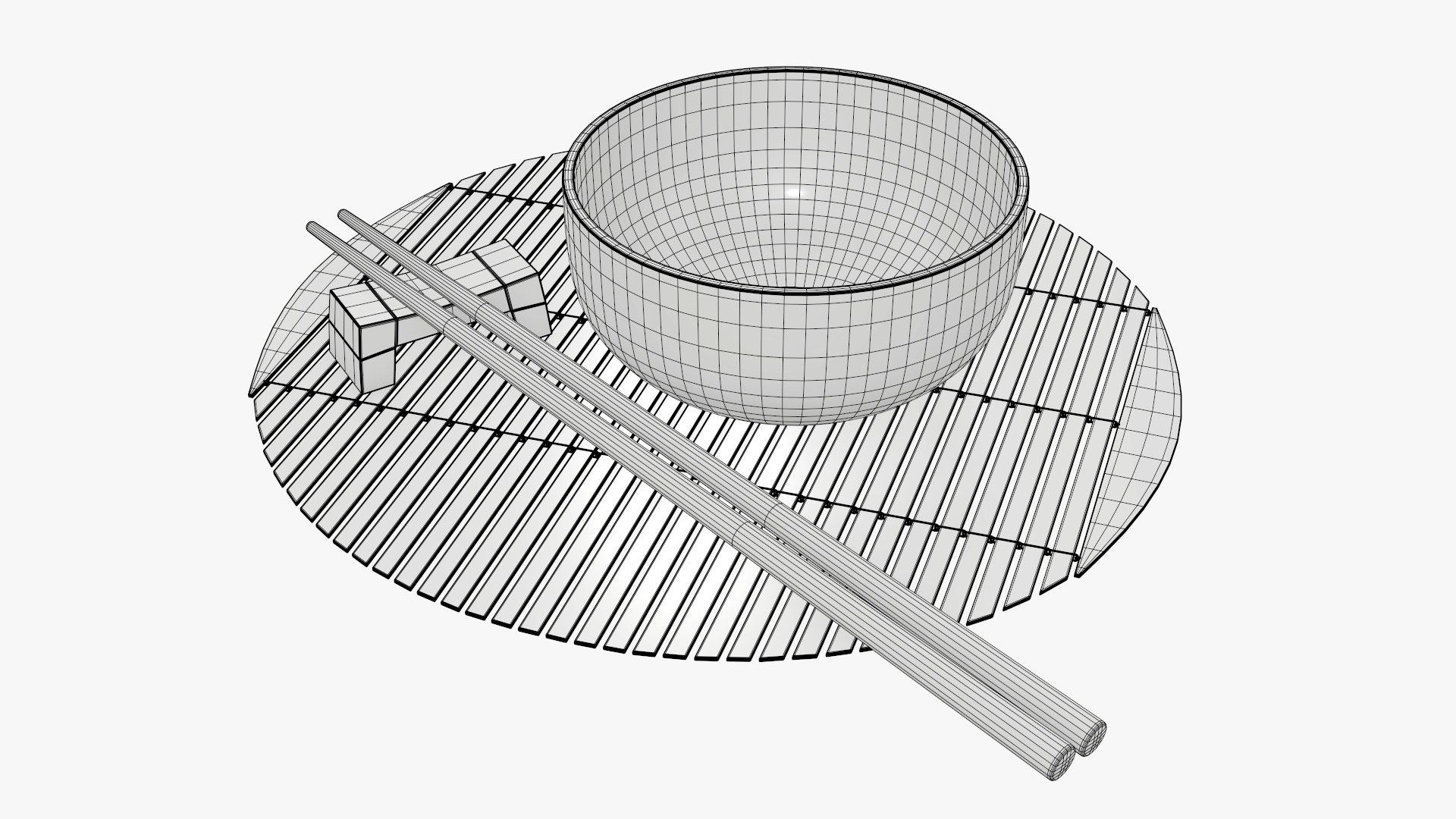 3D Model Bowl Stick Chopstick - TurboSquid 1585457