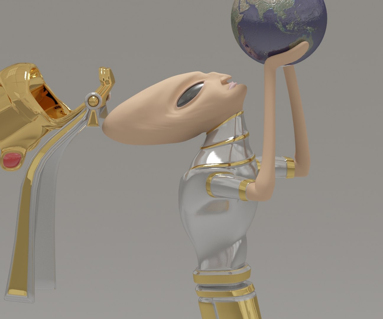 3d Alien Mayan Astronaut Model