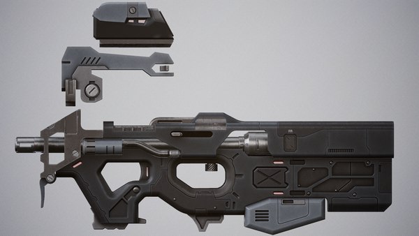 FN P90 Sci-Fi 기관단총 저 폴리 3D 모델 - TurboSquid 1580496