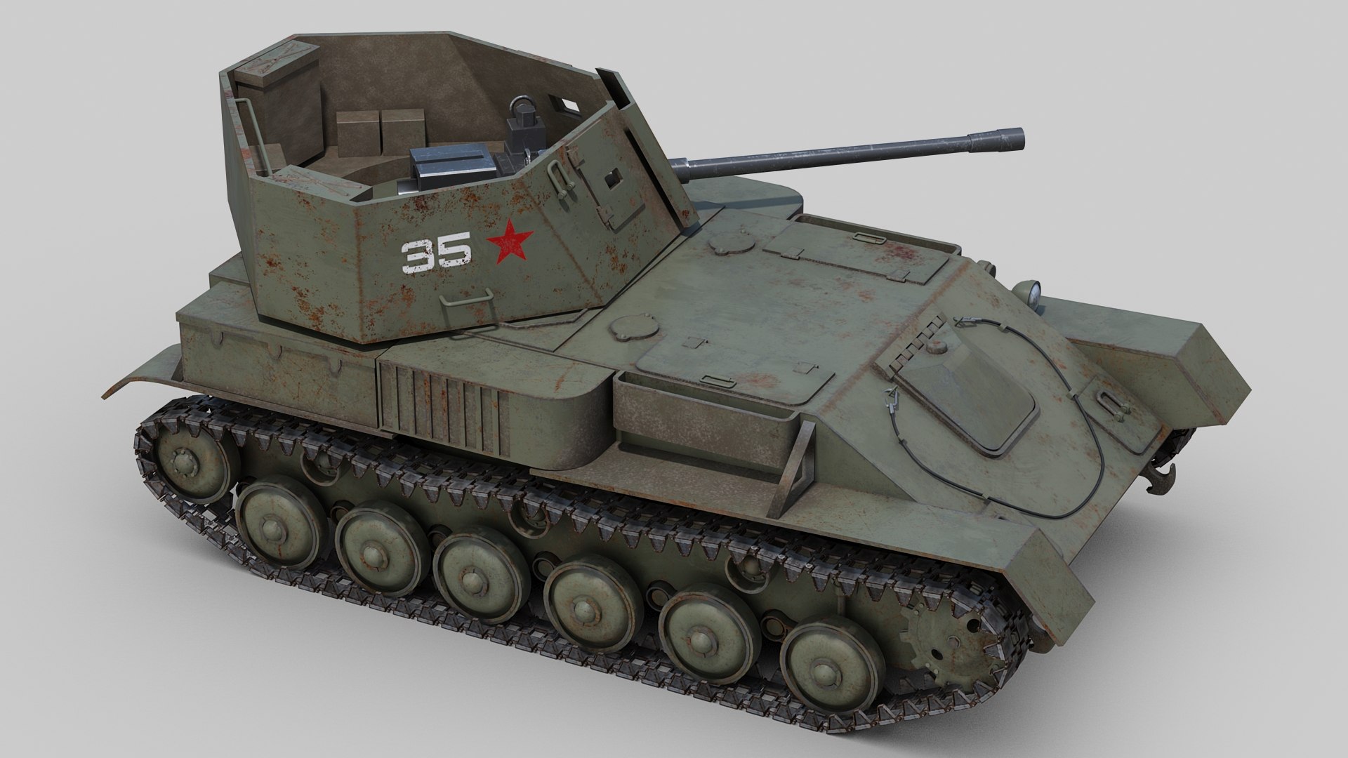 3D Ww2 Zsu 37 Gun - TurboSquid 1700757