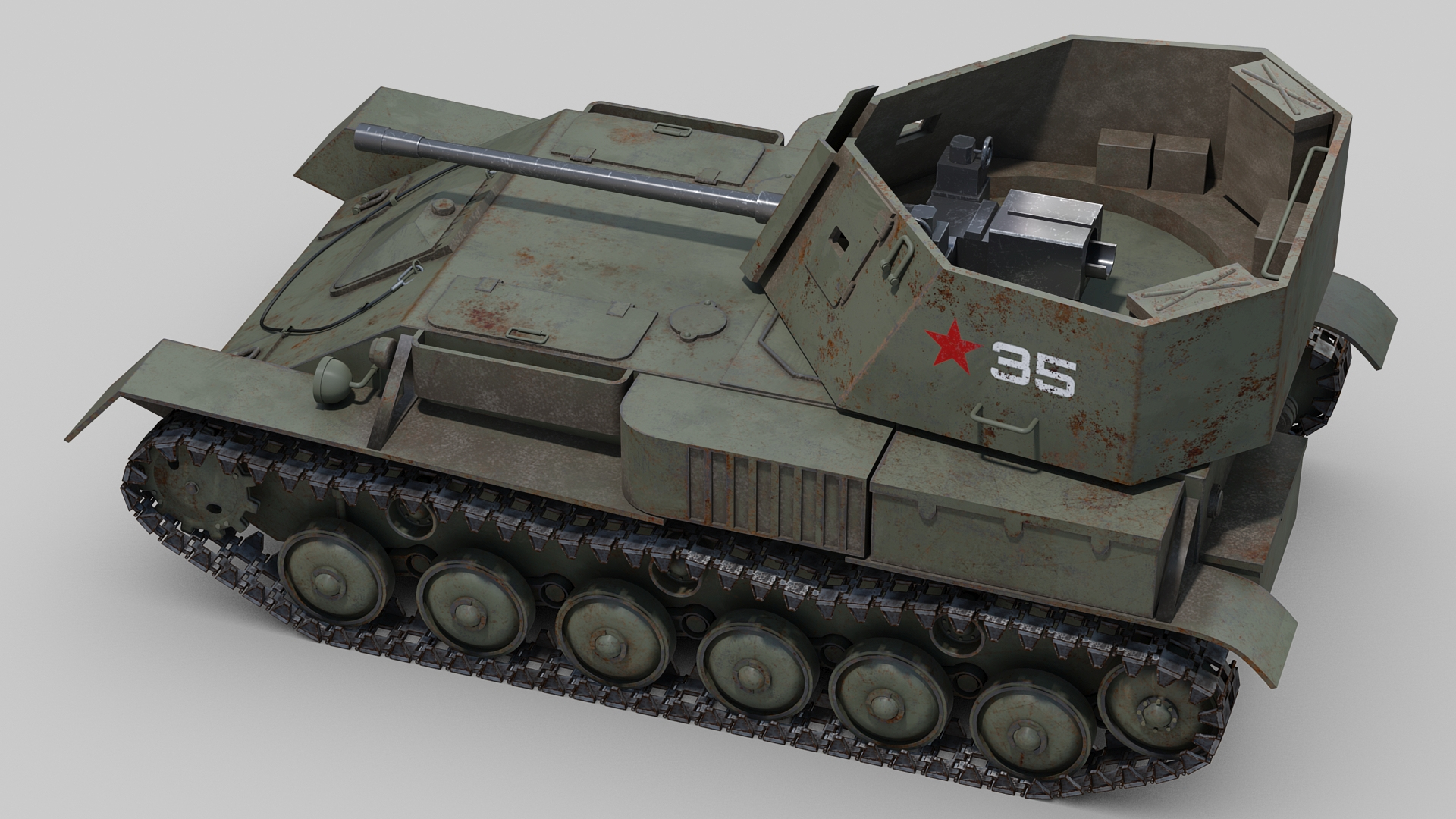 3D ww2 zsu 37 gun - TurboSquid 1700757