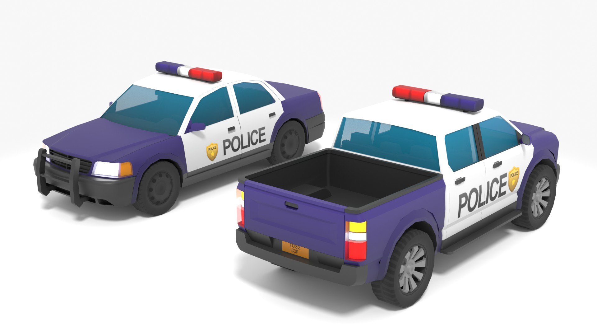 3D Low-poly Police Cars Pack Model - TurboSquid 2369321