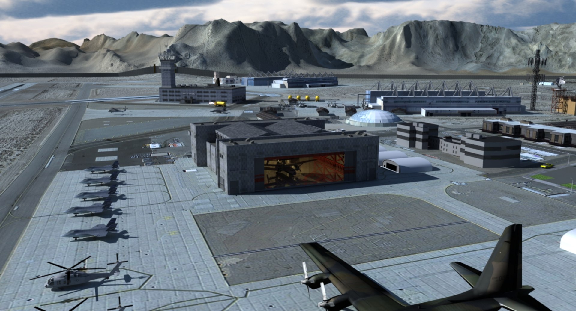 3d Naval Military Base Model