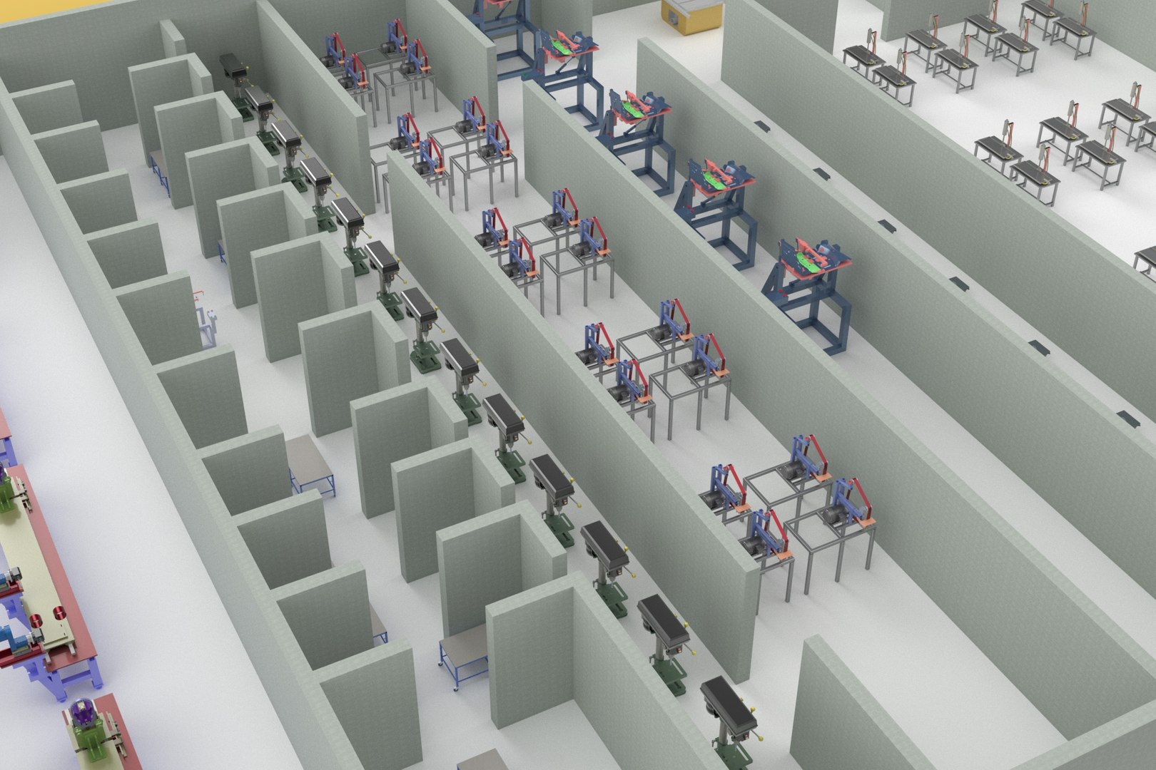 LAYOUT WORKSHOP LINE FACTORY INDUSTRIAL FLOOR PLAN PRODUCTION 3D ...