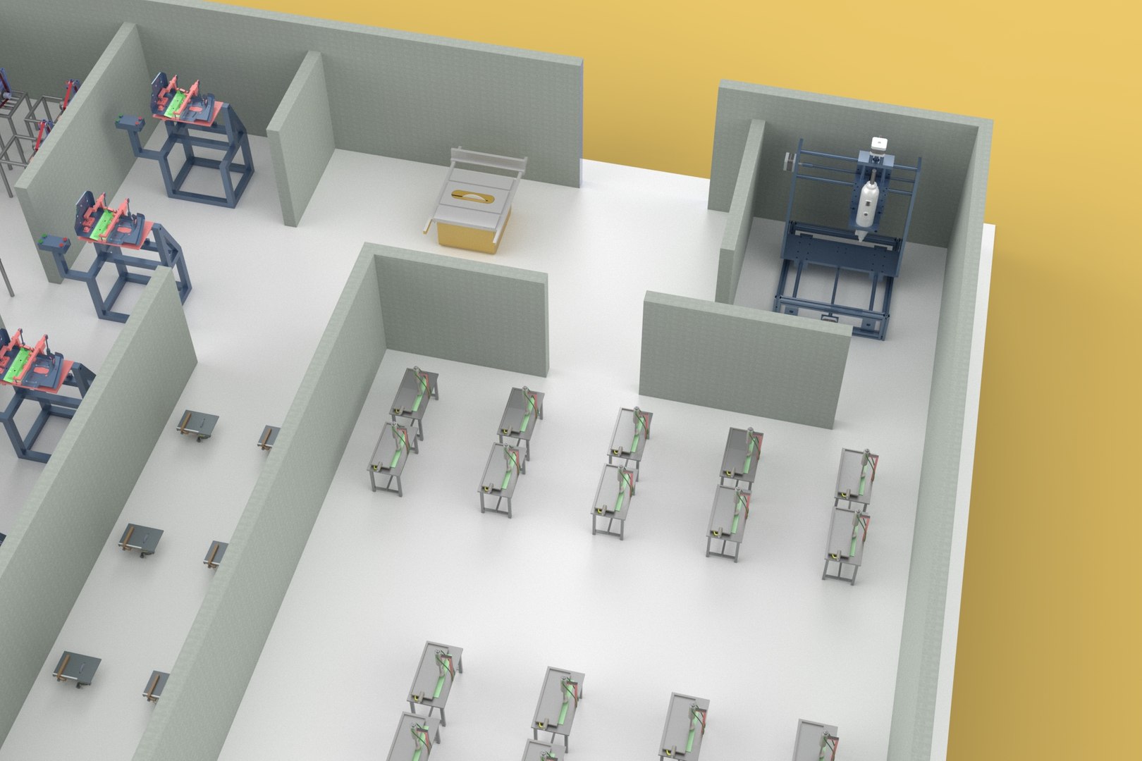 LAYOUT WORKSHOP LINE FACTORY INDUSTRIAL FLOOR PLAN PRODUCTION 3D ...