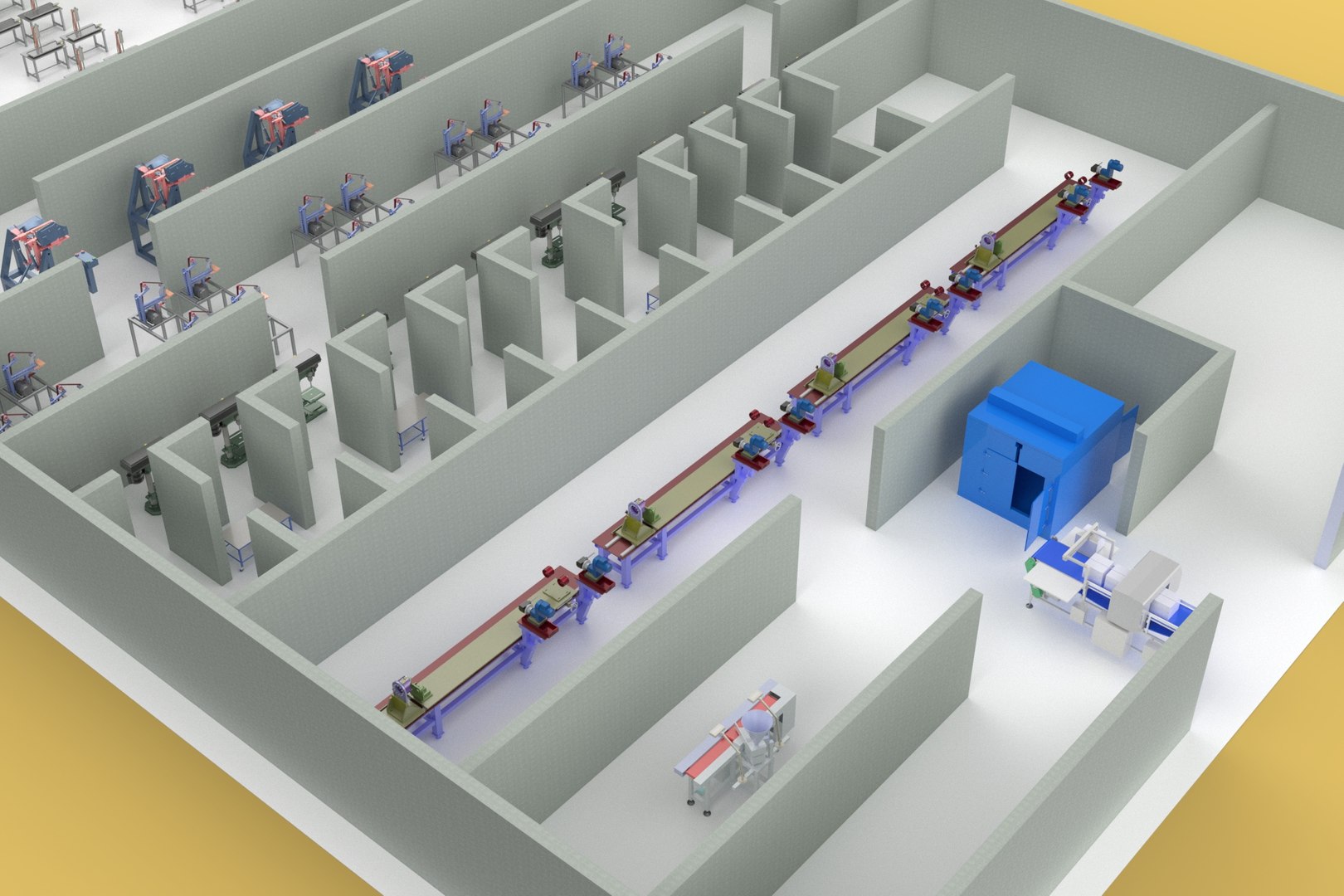 LAYOUT WORKSHOP LINE FACTORY INDUSTRIAL FLOOR PLAN PRODUCTION 3D ...