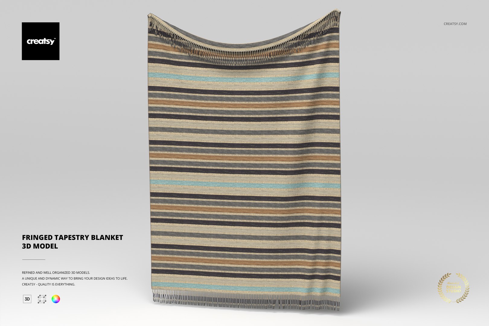 3D Model Fringed Tapestry Blanket 3D Model - TurboSquid 2362340