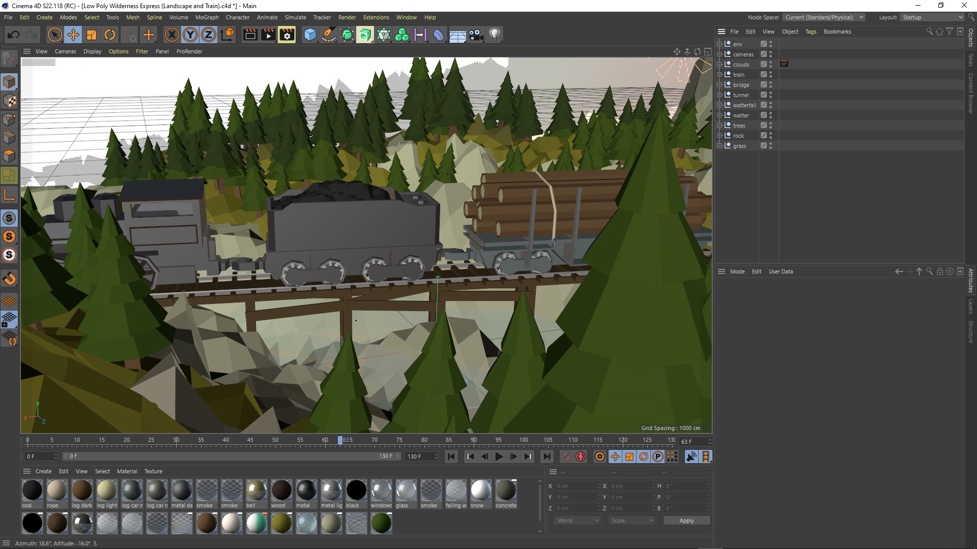 Train Wilderness Mountains Waterfall 3D Model - TurboSquid 1605063