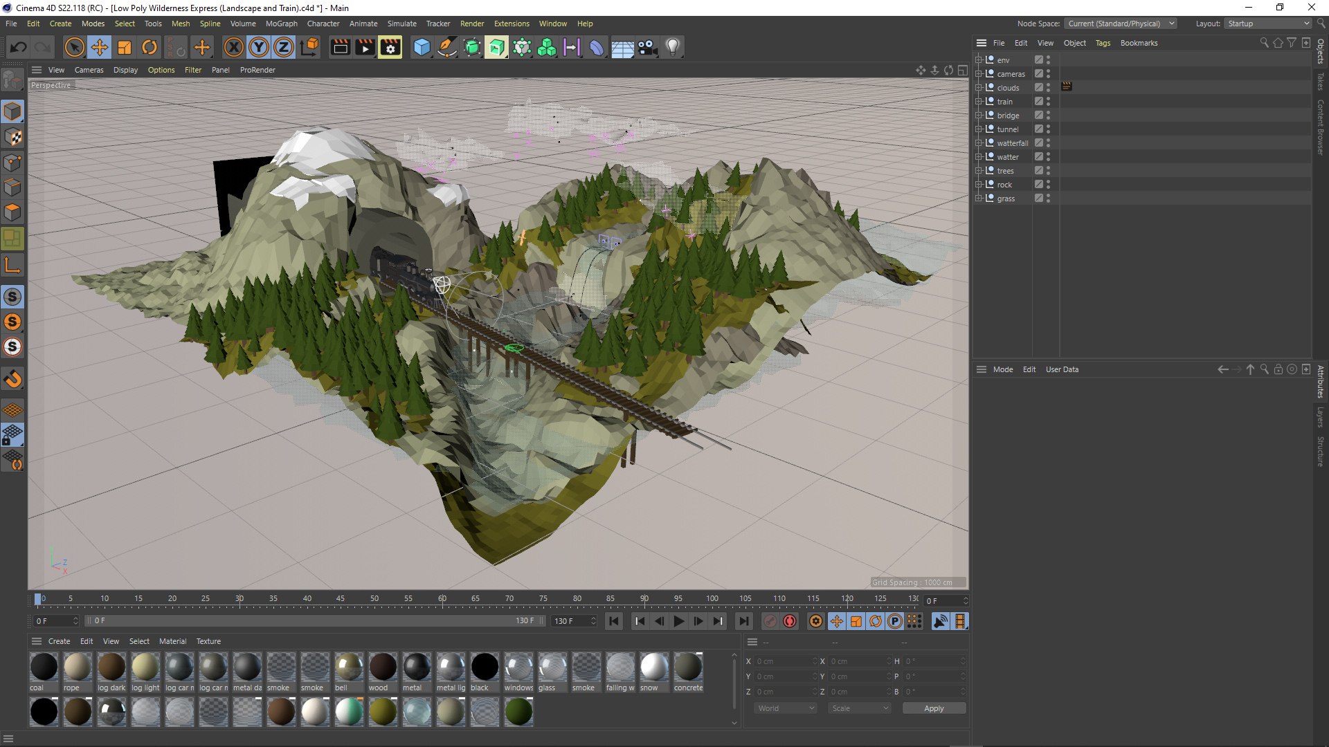 Train Wilderness Mountains Waterfall 3D Model - TurboSquid 1605063