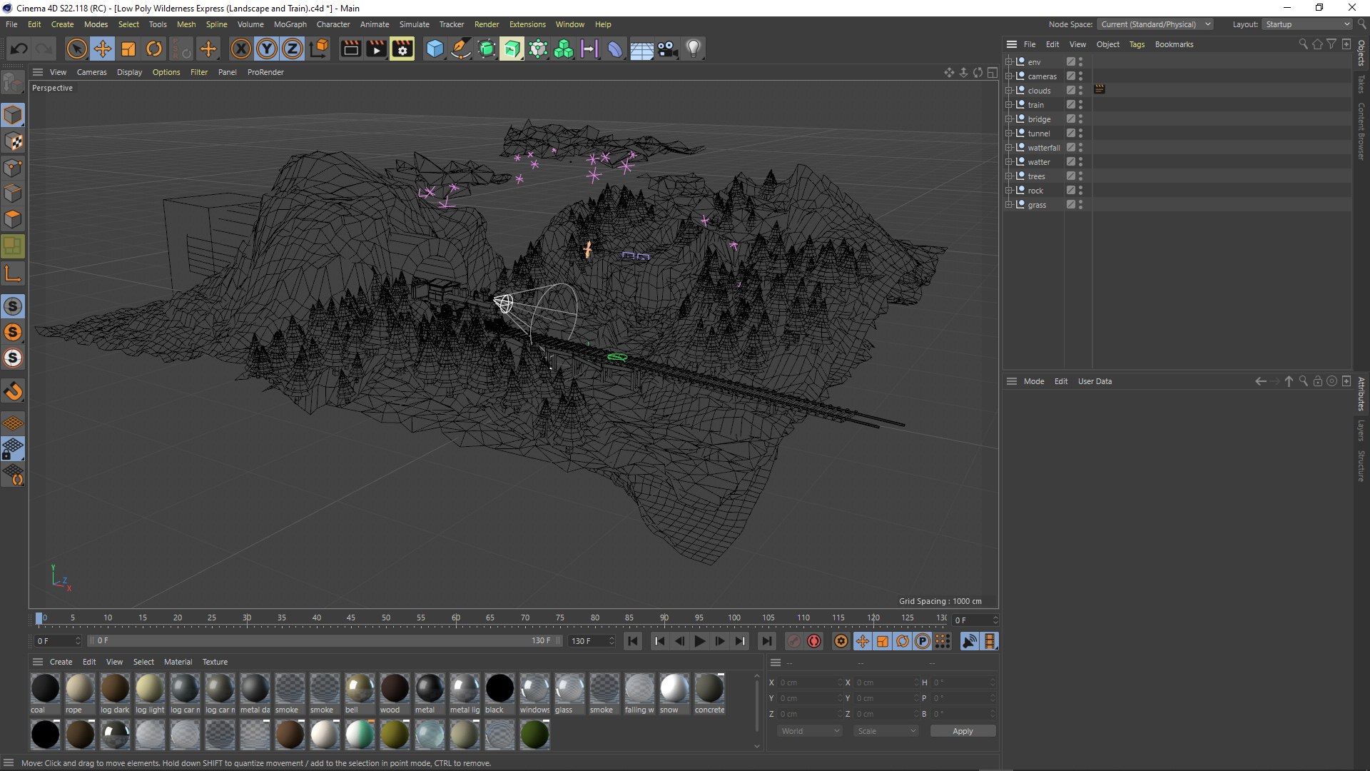 Train Wilderness Mountains Waterfall 3D Model - TurboSquid 1605063