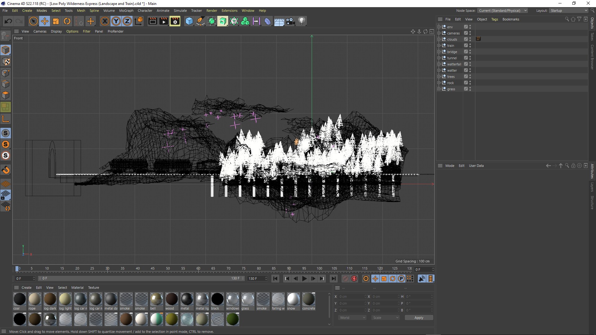 Train Wilderness Mountains Waterfall 3D Model - TurboSquid 1605063