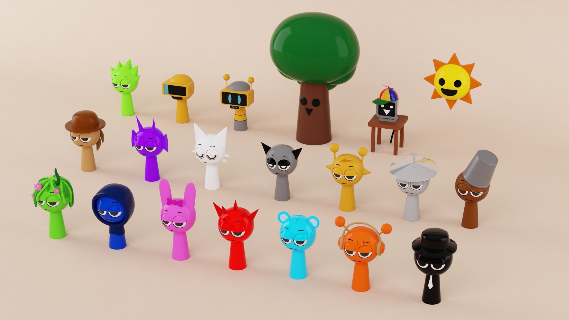 20 Sprunki Characters 3D Model - TurboSquid 2395469