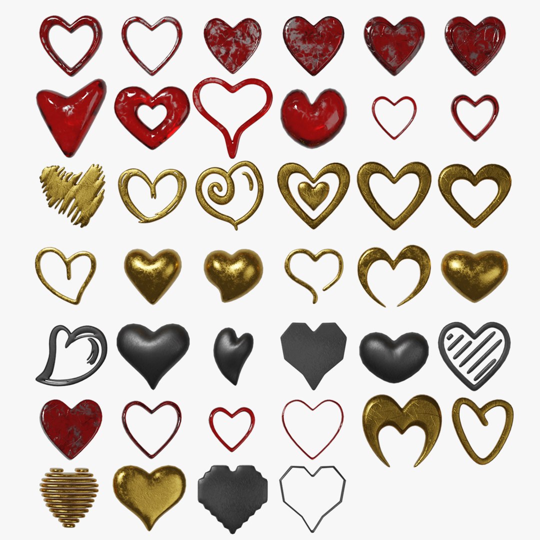 3D 40 Heart Shapes Collection Model - TurboSquid 2050883