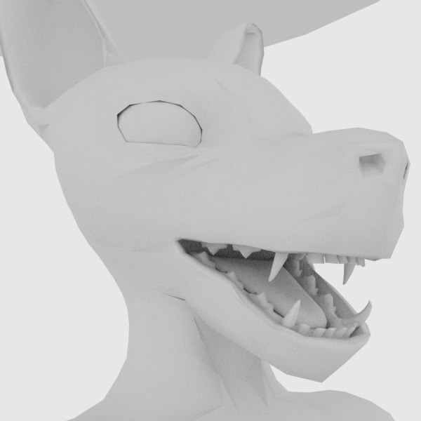 free furry canine character 3d model