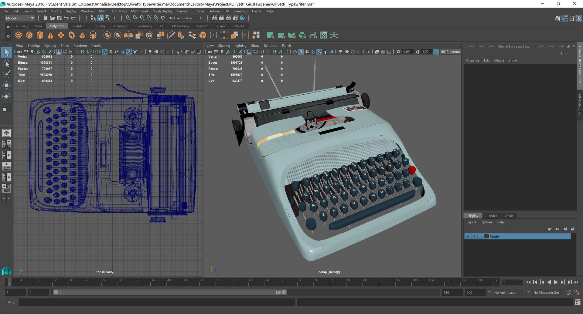 Olivetti Underwood Typewriter 3d Model