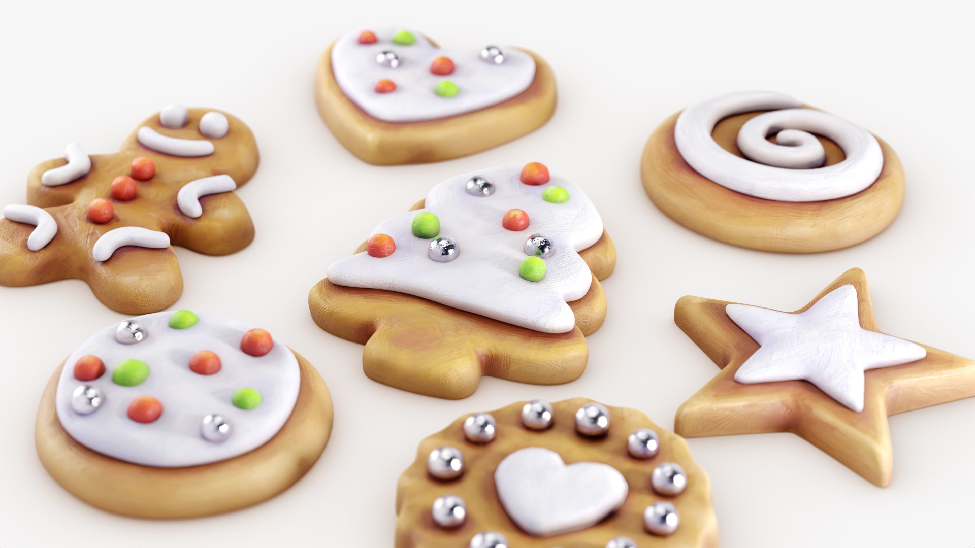 3D Cartoon Christmas Cookies - TurboSquid 2318984