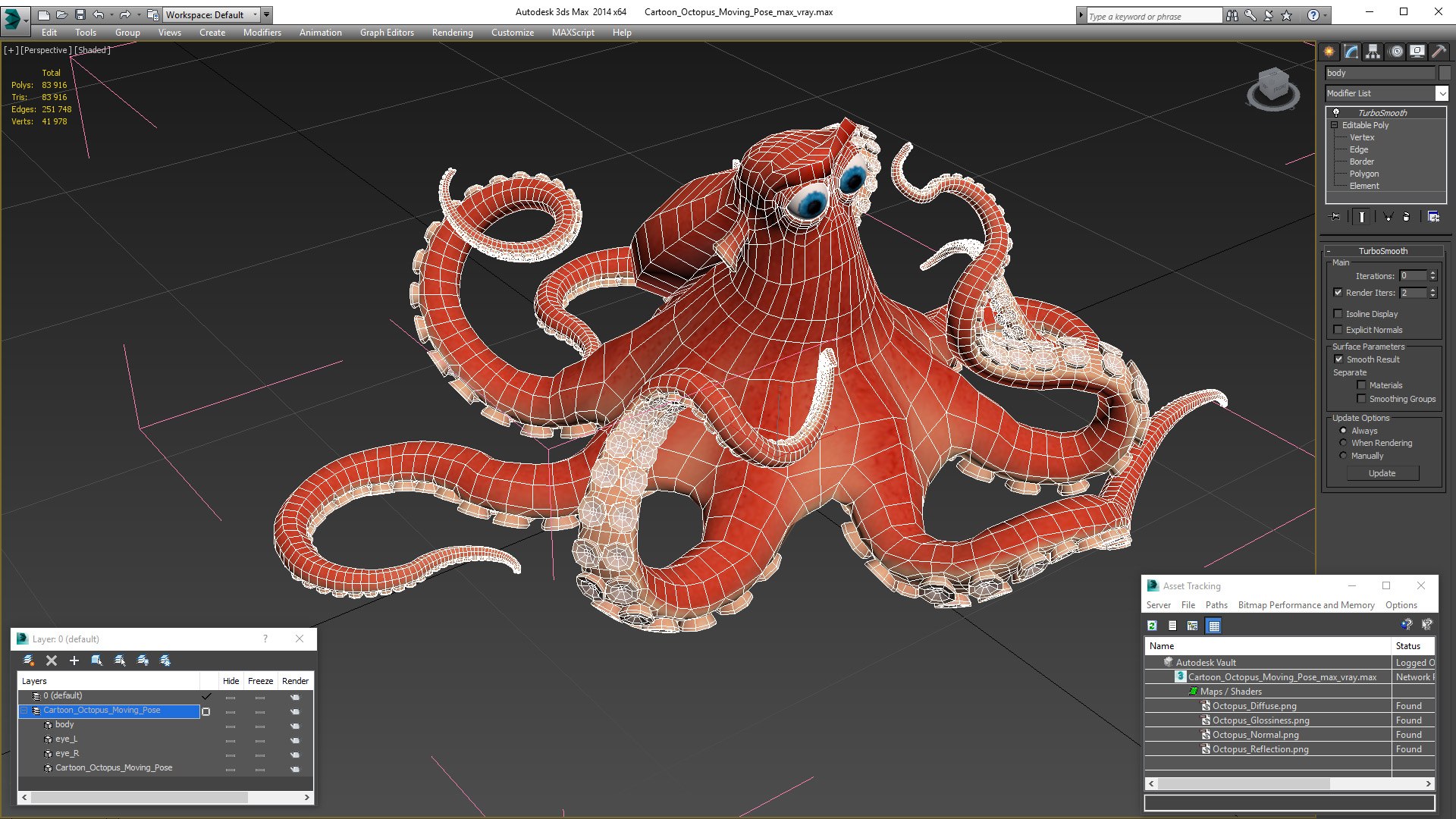 3D Cartoon Octopus Moving Pose Model - TurboSquid 1971811