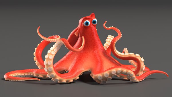 modelo 3d Pose en movimiento de pulpo de dibujos animados - TurboSquid ...