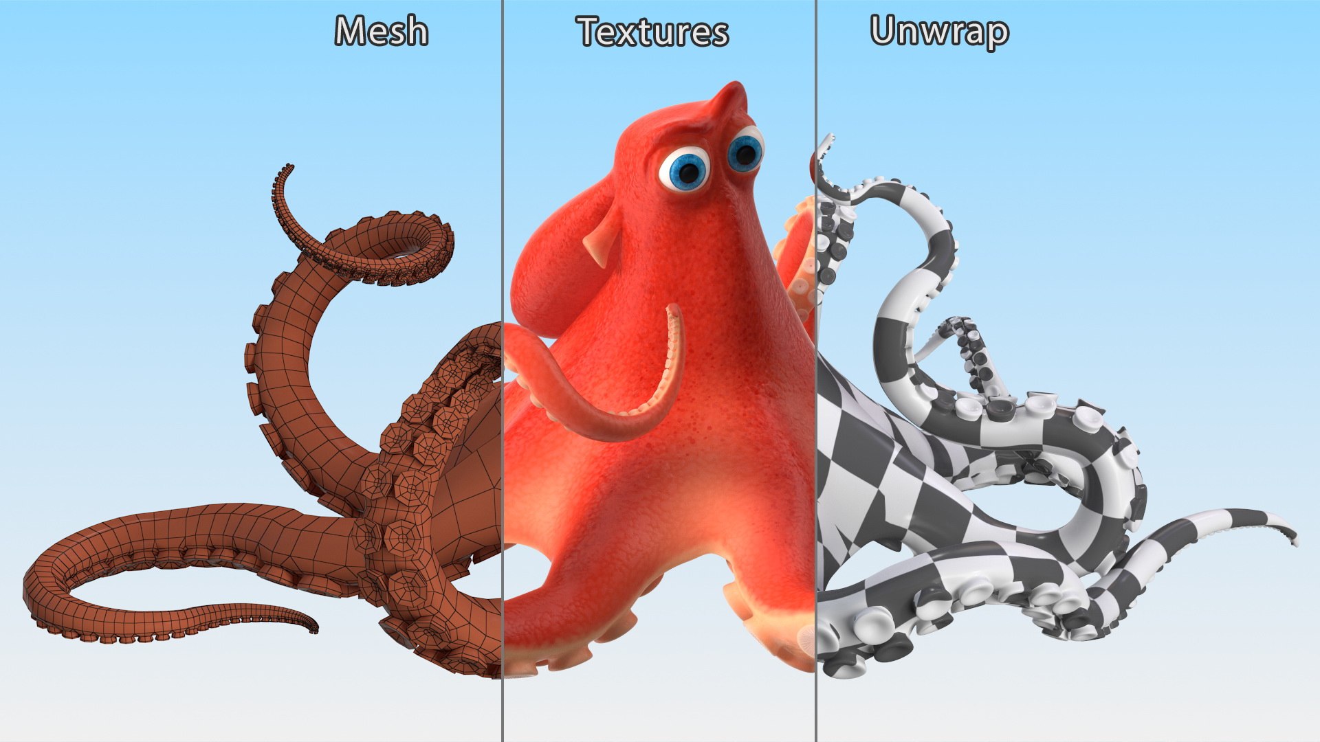 3D Cartoon Octopus Moving Pose model - TurboSquid 1971811