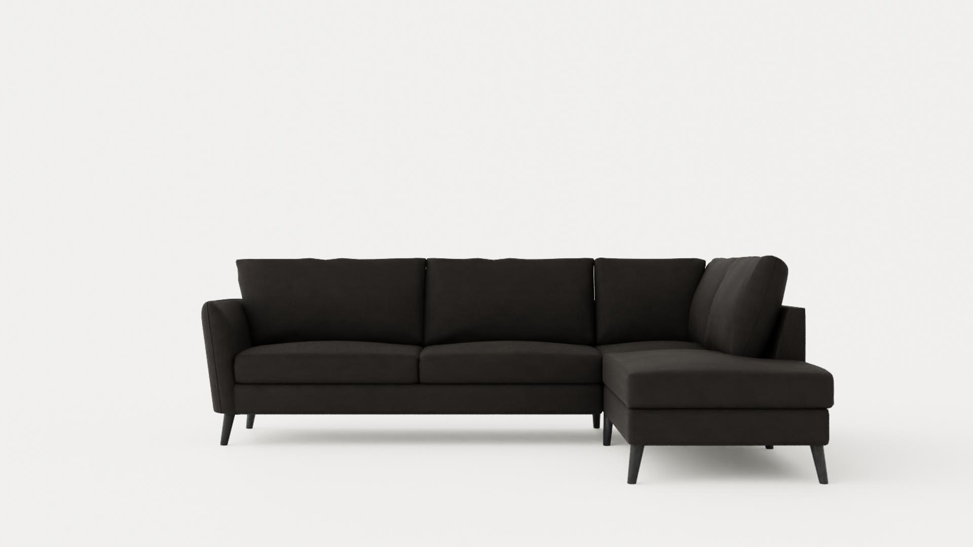 3D Trend Sofa 3 Seater With Chaise Lounge Right Velvet Dark Gray ...