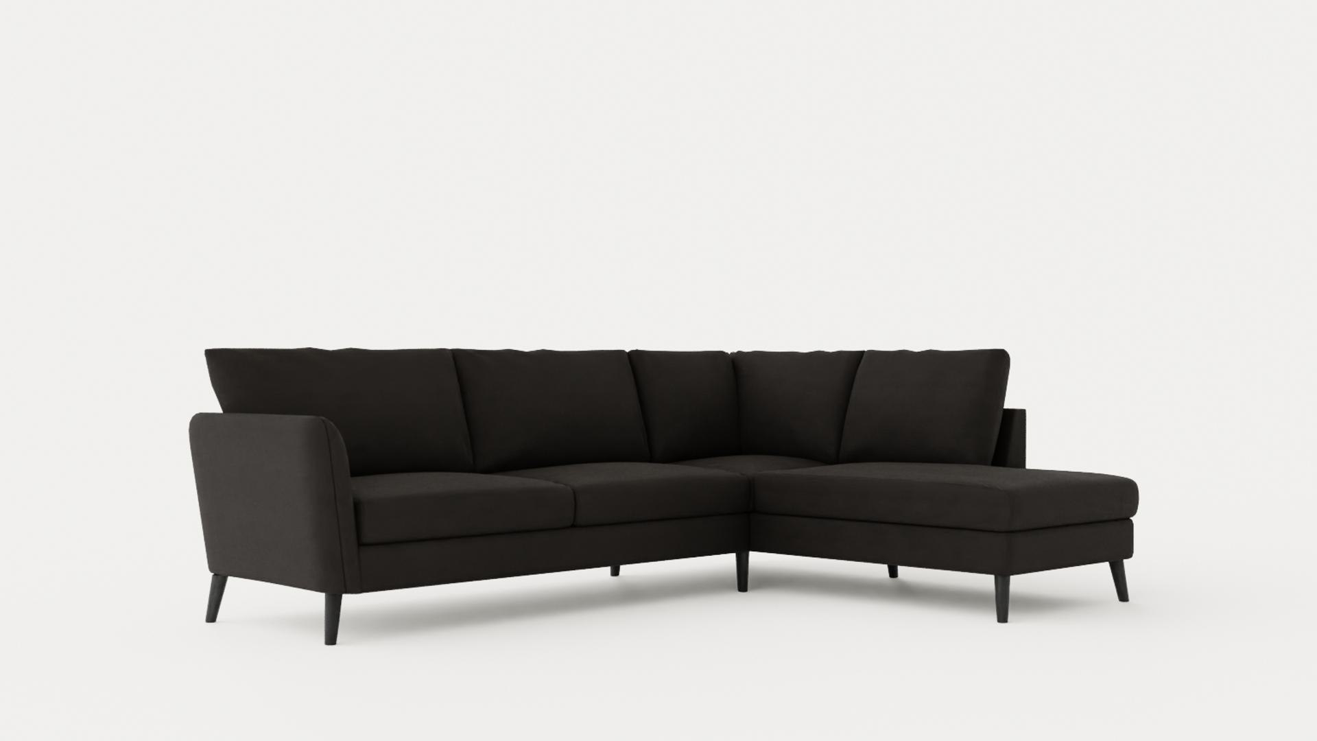 3D Trend Sofa 3 Seater With Chaise Lounge Right Velvet Dark Gray ...
