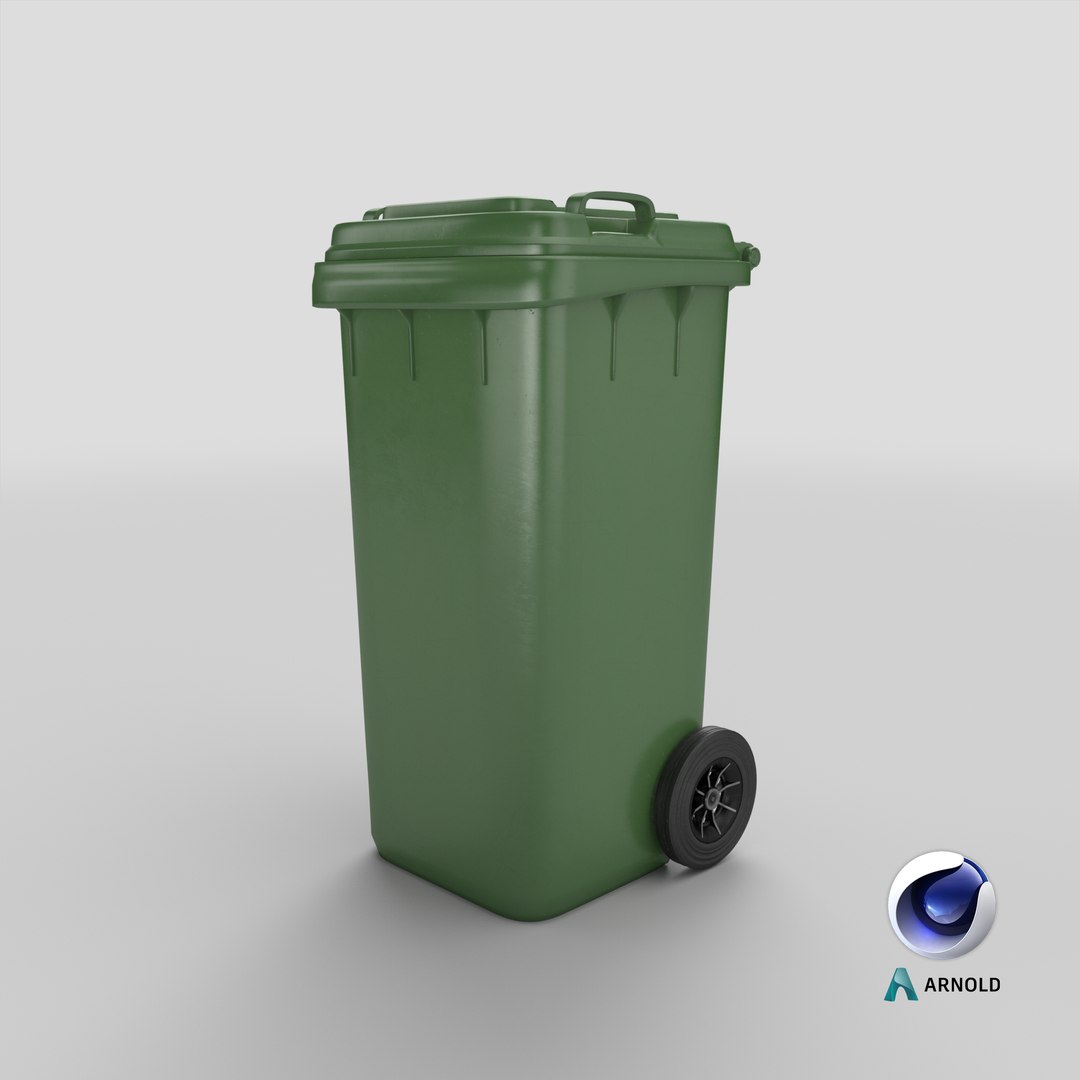 3D Wheeled Garbage Bin Green - TurboSquid 2073125