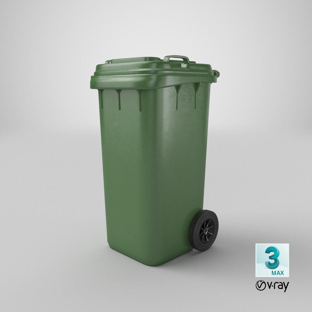 3D Wheeled Garbage Bin Green - TurboSquid 2073125