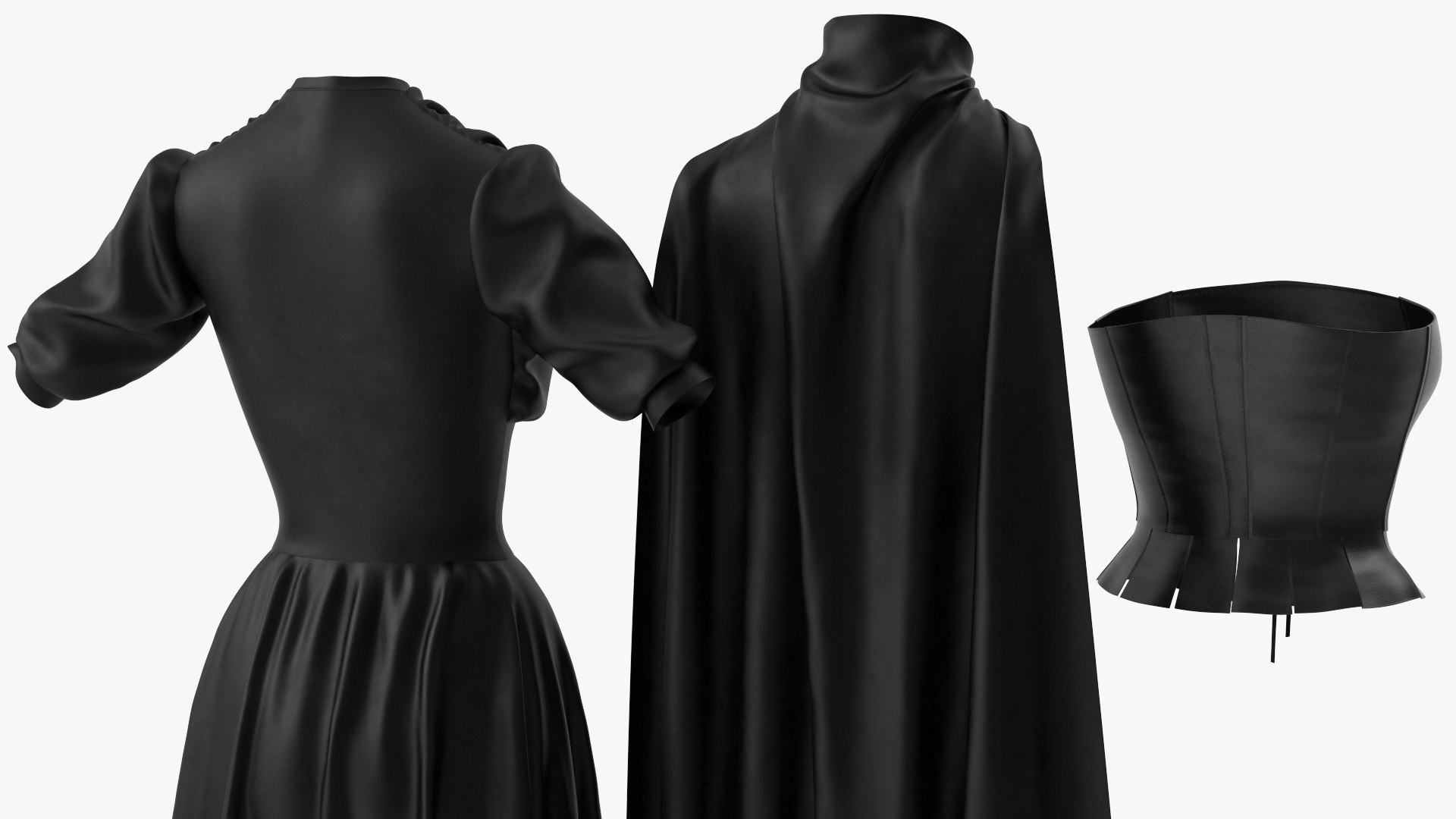 Corset Dress With Cape 4 3D Model - TurboSquid 2128875
