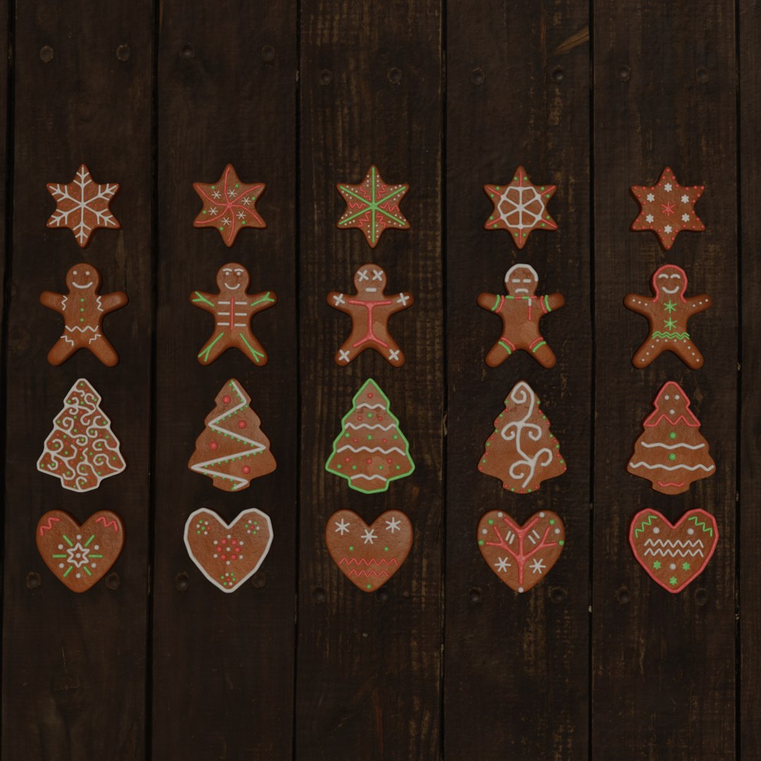 3D Gingerbread Cookies Model - TurboSquid 1993104